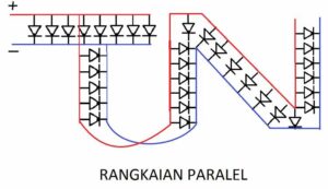 Rangkaian Elektronik Lampu LED Sederhana, Paralel & Seri